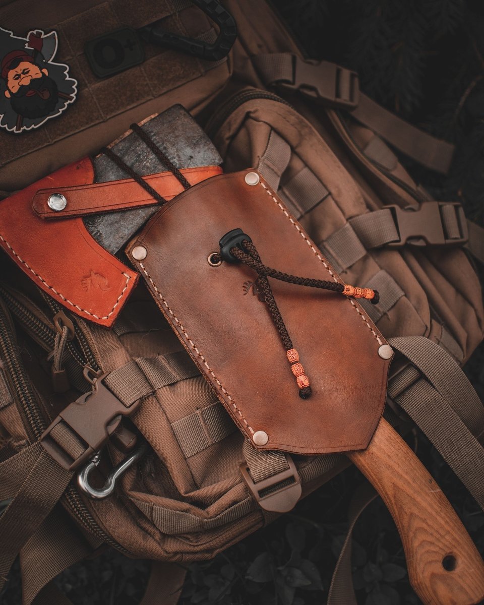 Bushcraft Backpack Leather Axe MOLLE Holster by The Wild Buck Outdoors